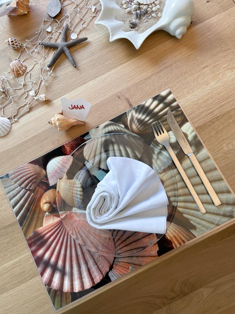 Abwaschbare Tischsets Muscheln für sommerliche Dekorationen | ARTIPICS